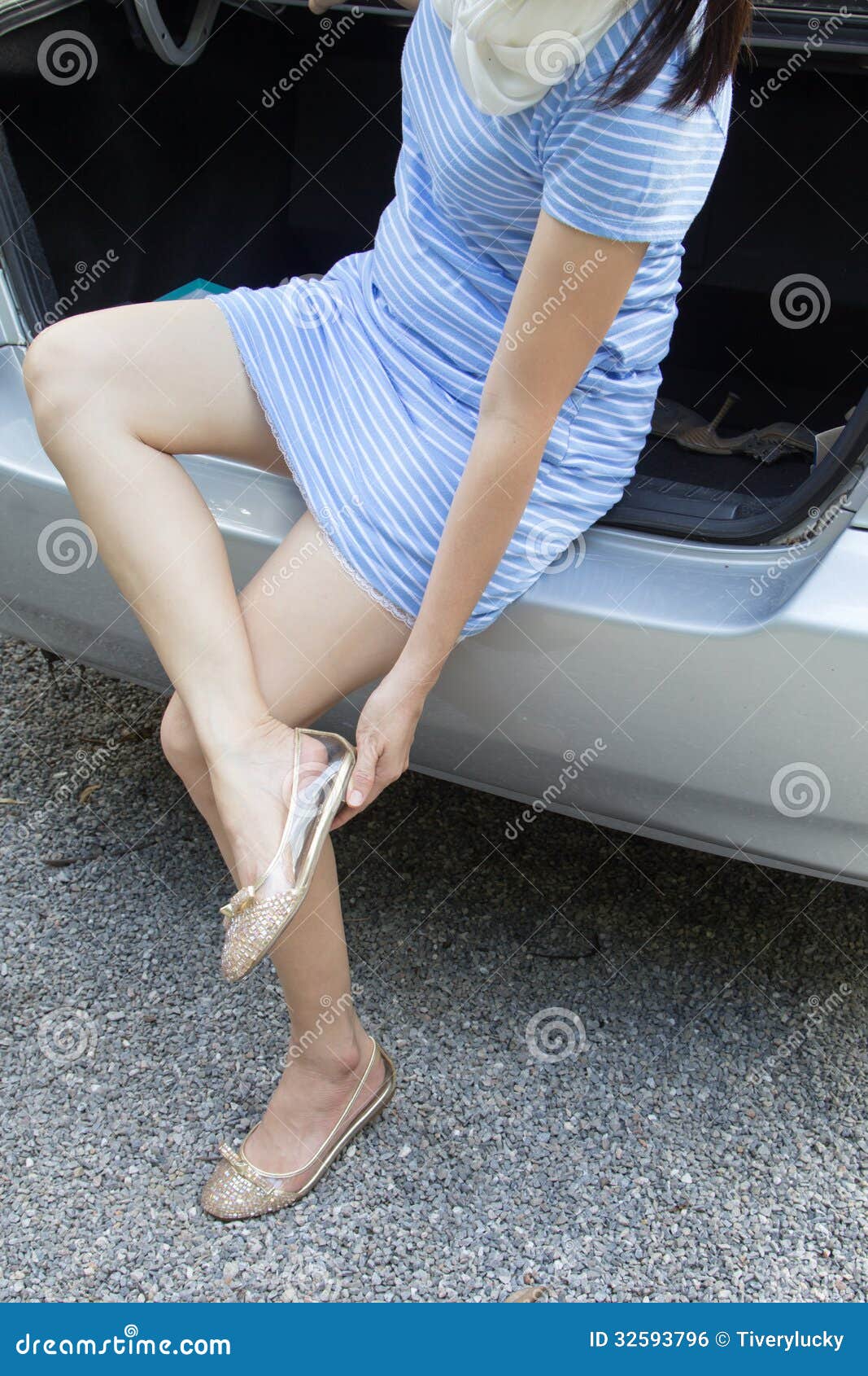 Girl changing shoes stock photo. Image of beauty, pretty - 32593796