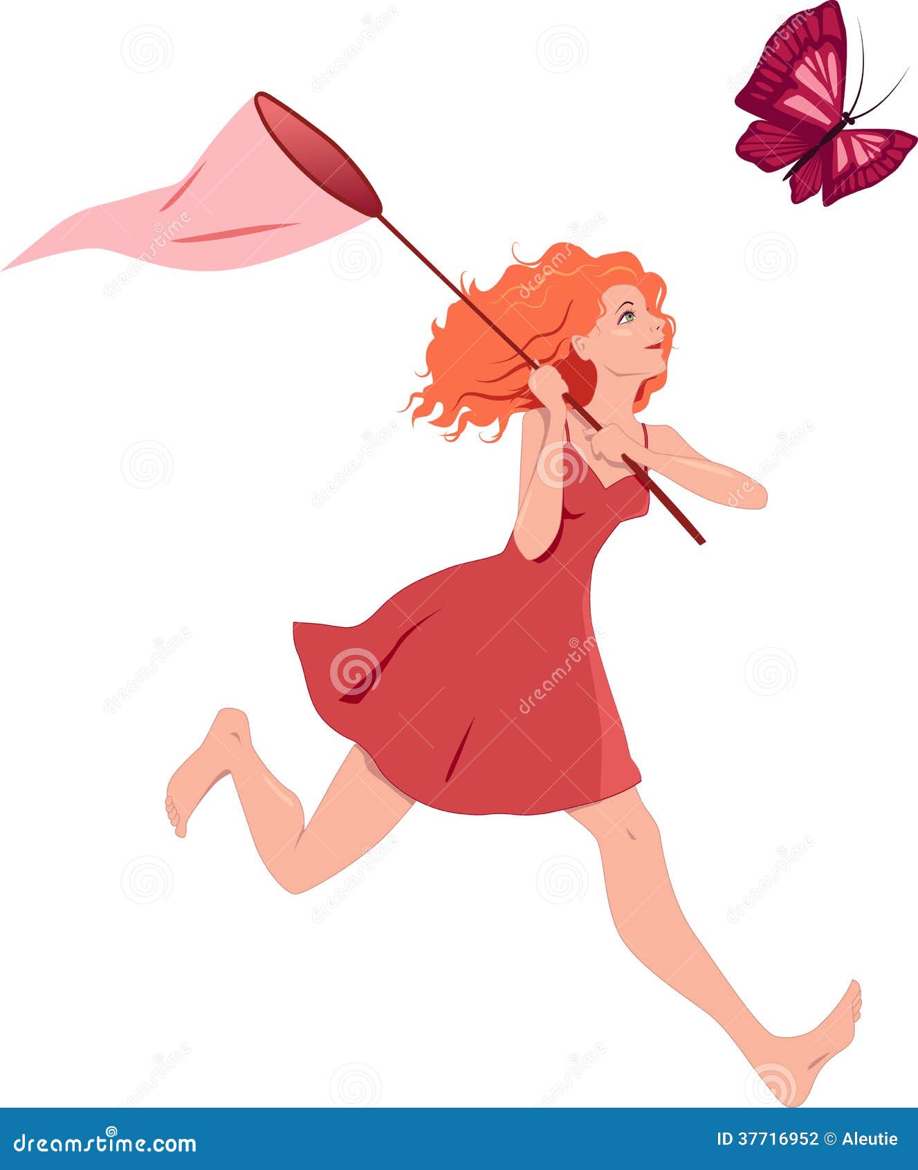 Girl chasing butterfly stock vector. Illustration of summer - 37716952