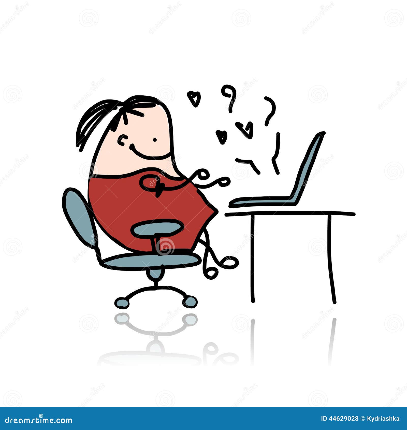Girl Chatting on Computer, Cartoon for Your Design Stock Vector ...