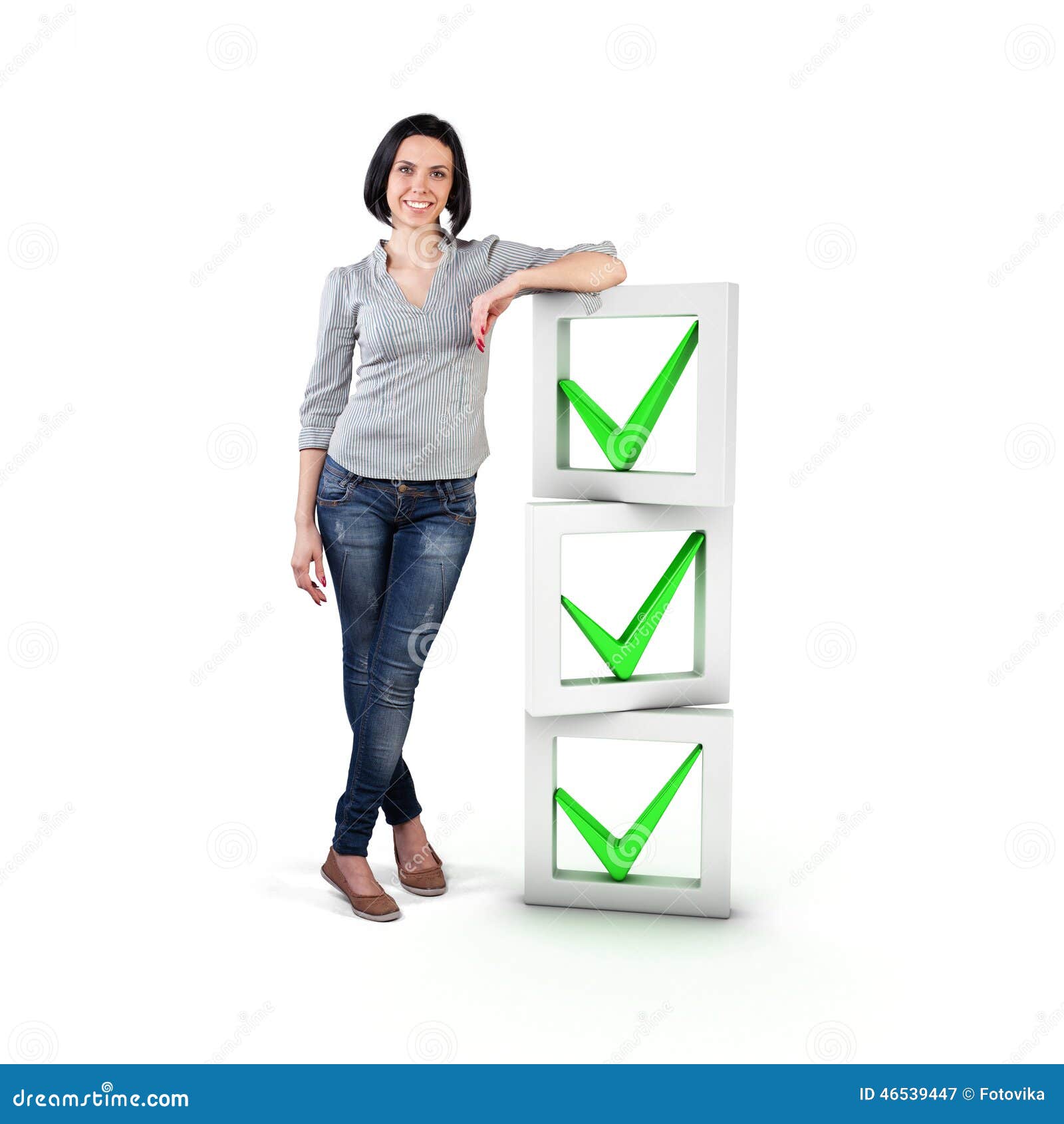Girl with a check list stock image. Image of approval - 46539447