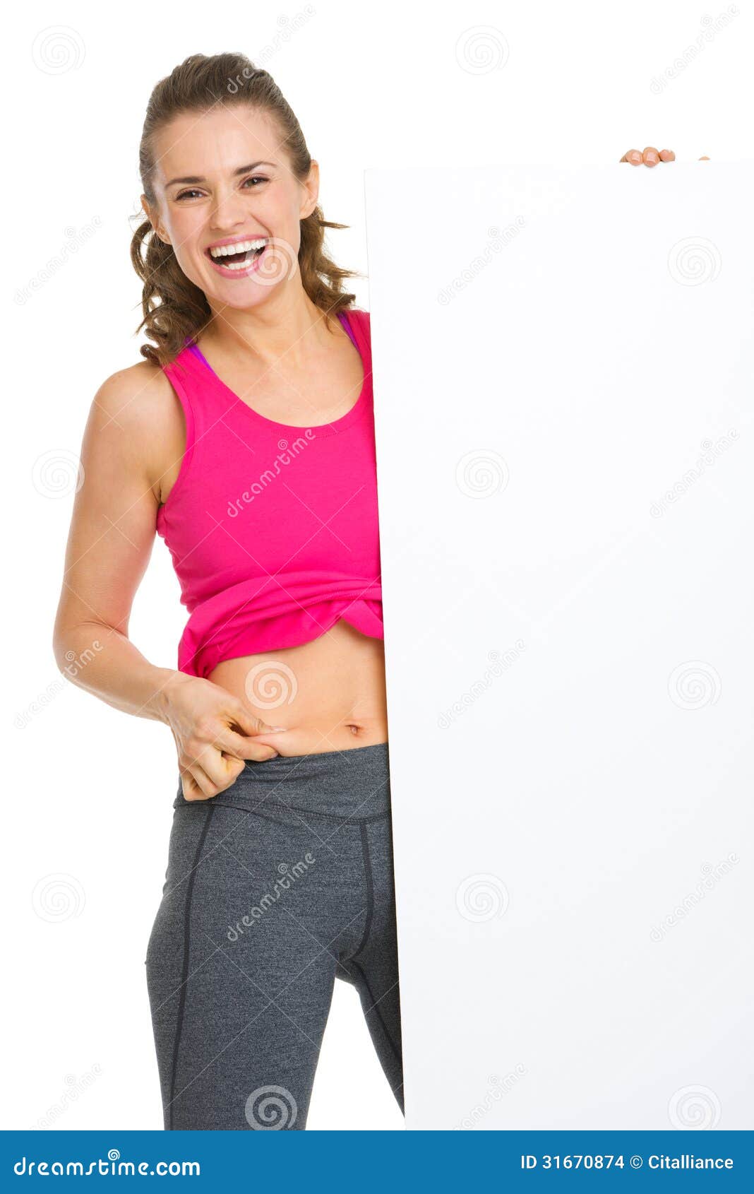 Girl Checking Body Fat and Showing Blank Billboard Stock Photo - Image ... Girl Checking Body Fat and Showing Blank Billboard Stock Photo - Image ...