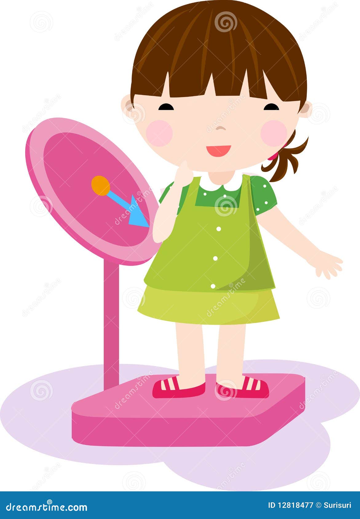 Girl Checking Her Weight on a Scale Stock Vector - Illustration of ...