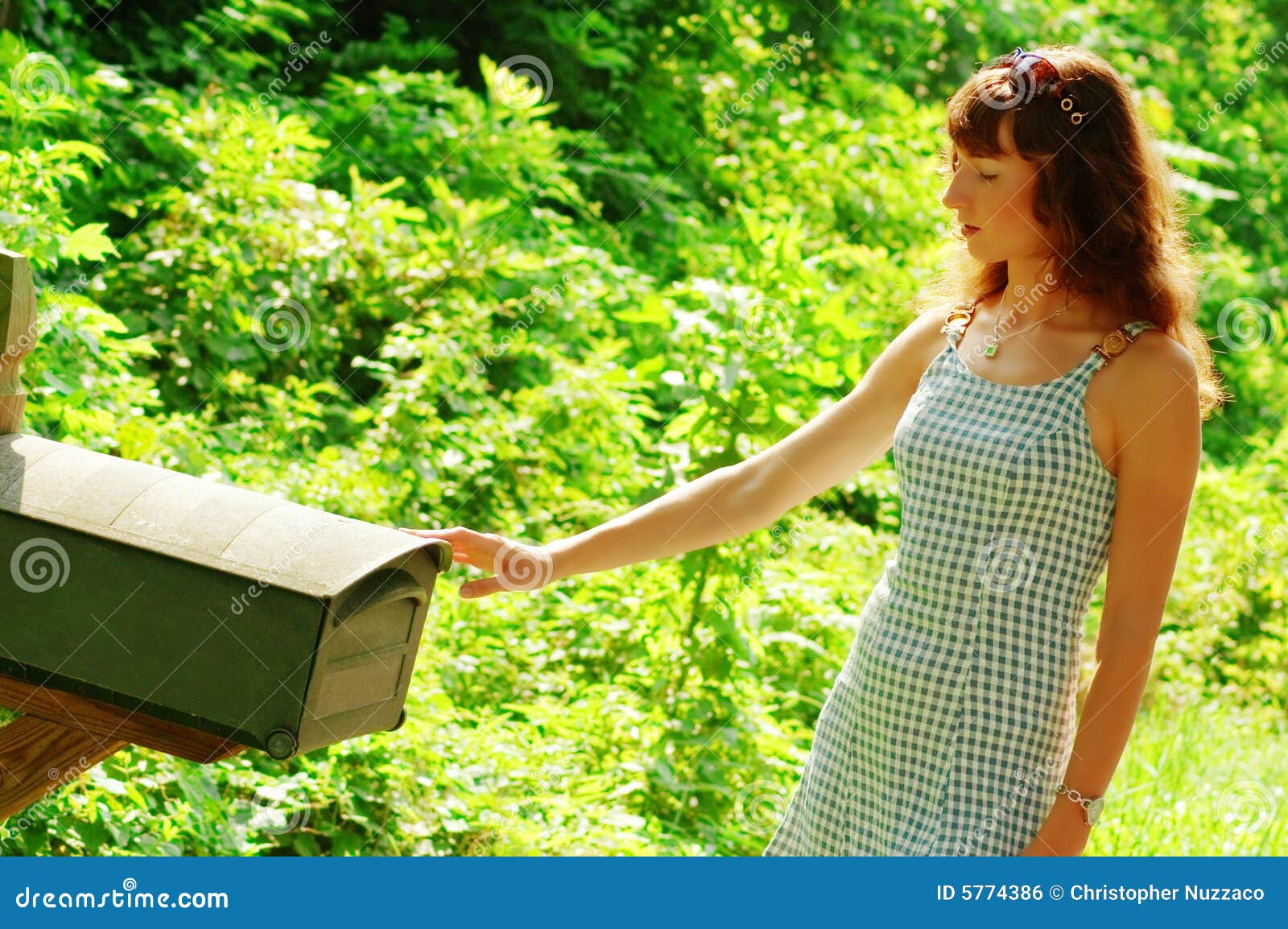 Girl Checking Mail stock photo. Image of outdoors, girl - 5774386