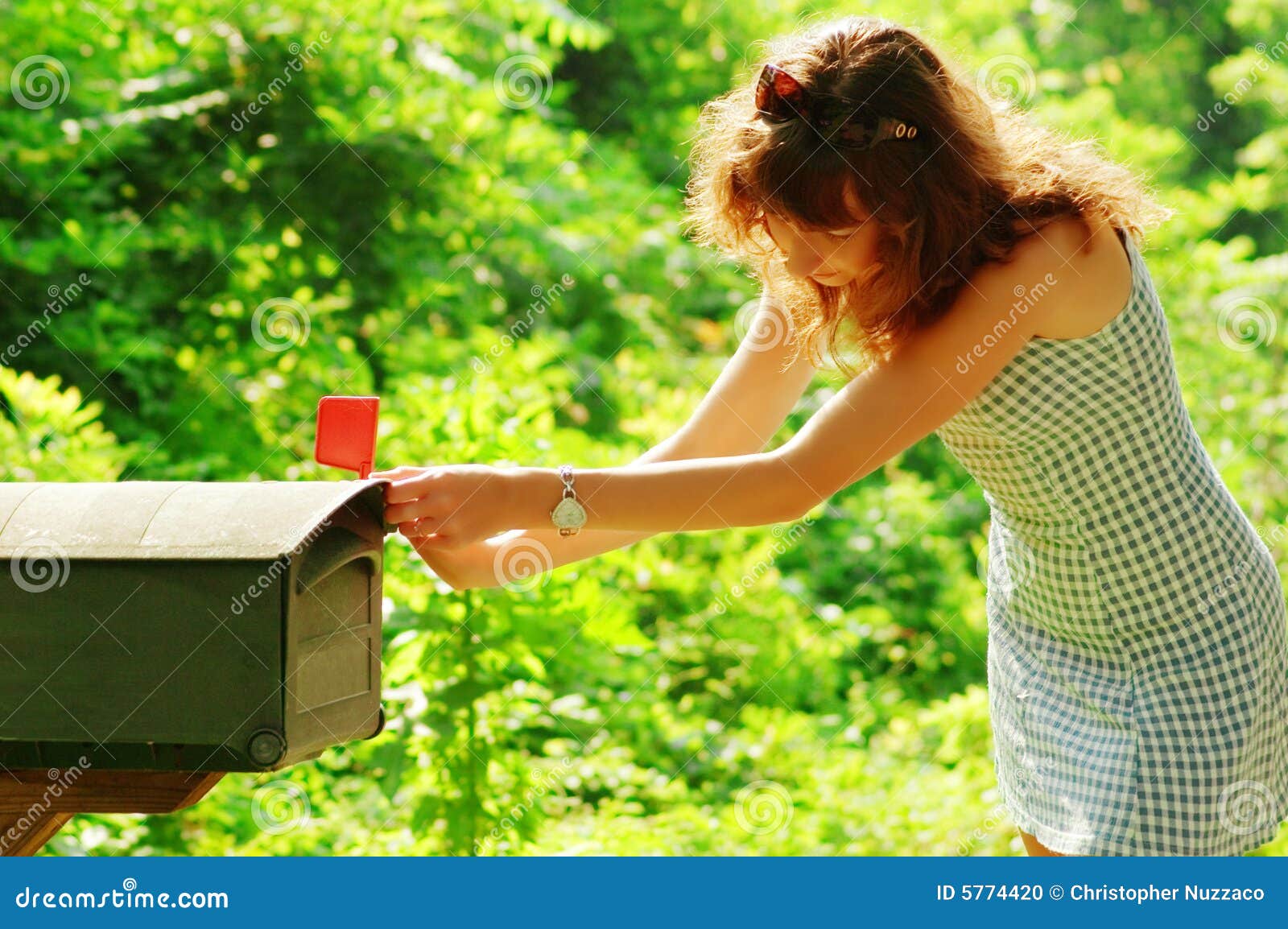 Girl Checking Mail stock photo. Image of countryside, beautiful - 5774420