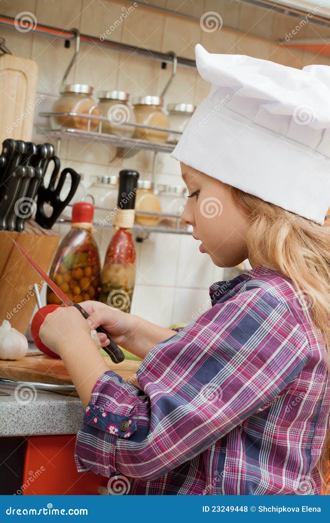 Girl in a chef cap stock photo. Image of close, family - 23249448