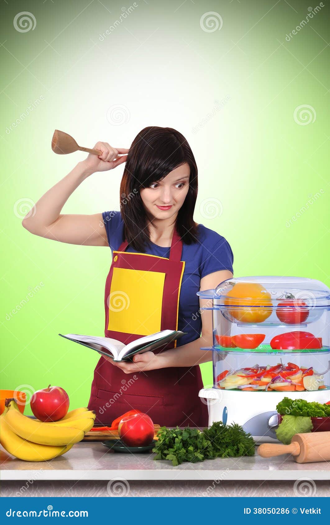Girl chef in kitchen stock photo. Image of housewife - 38050286