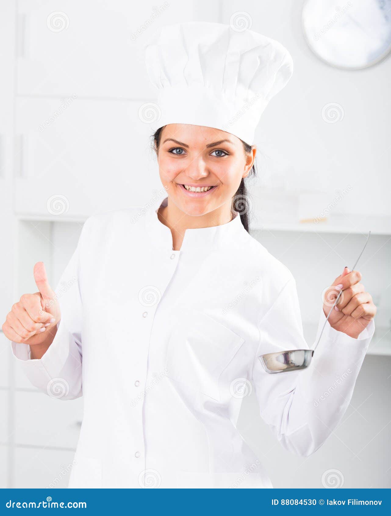 Girl chef at kitchen stock photo. Image of hand, cooking - 88084530