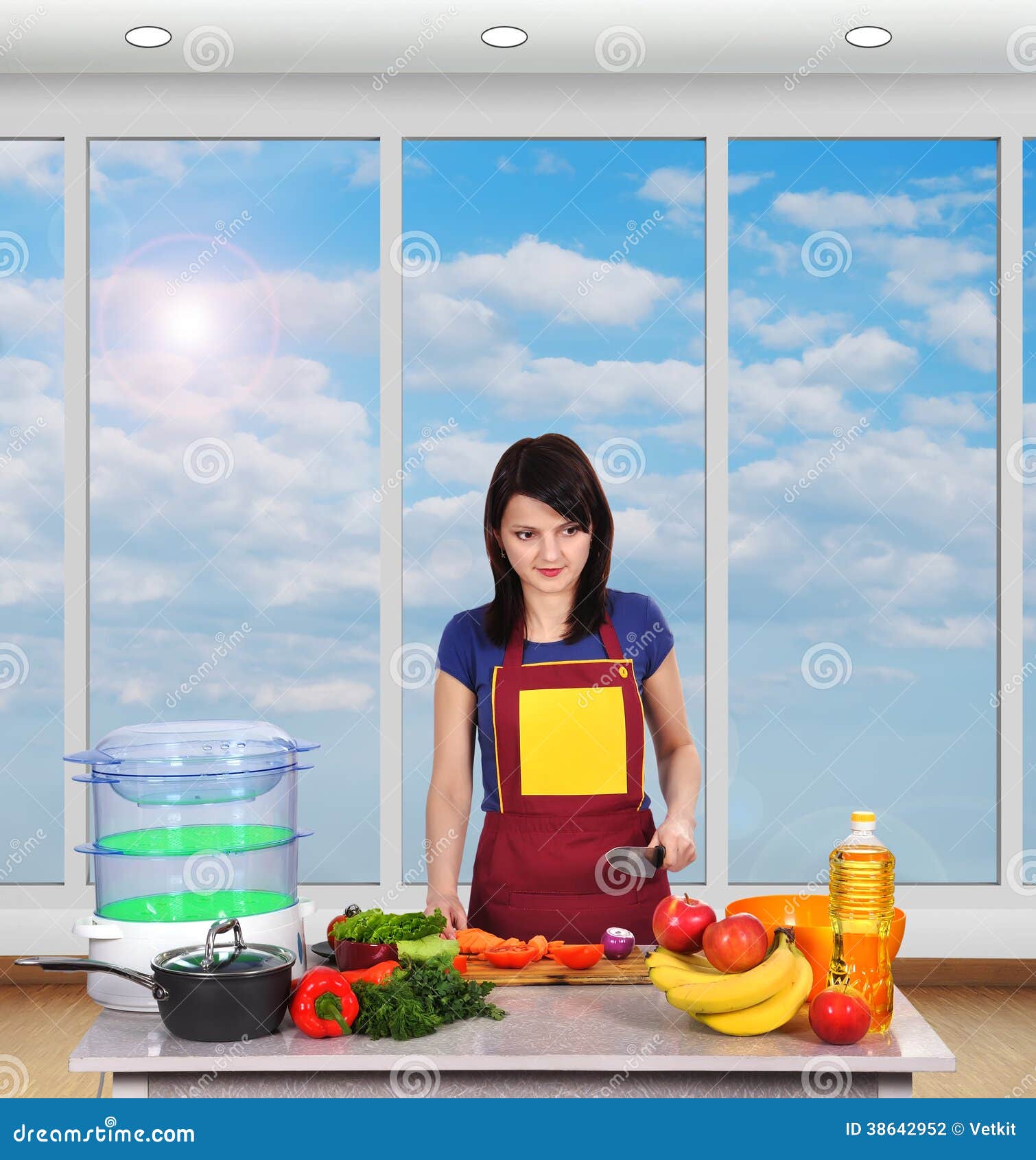 Girl chef in kitchen stock photo. Image of diet, cloud - 38642952