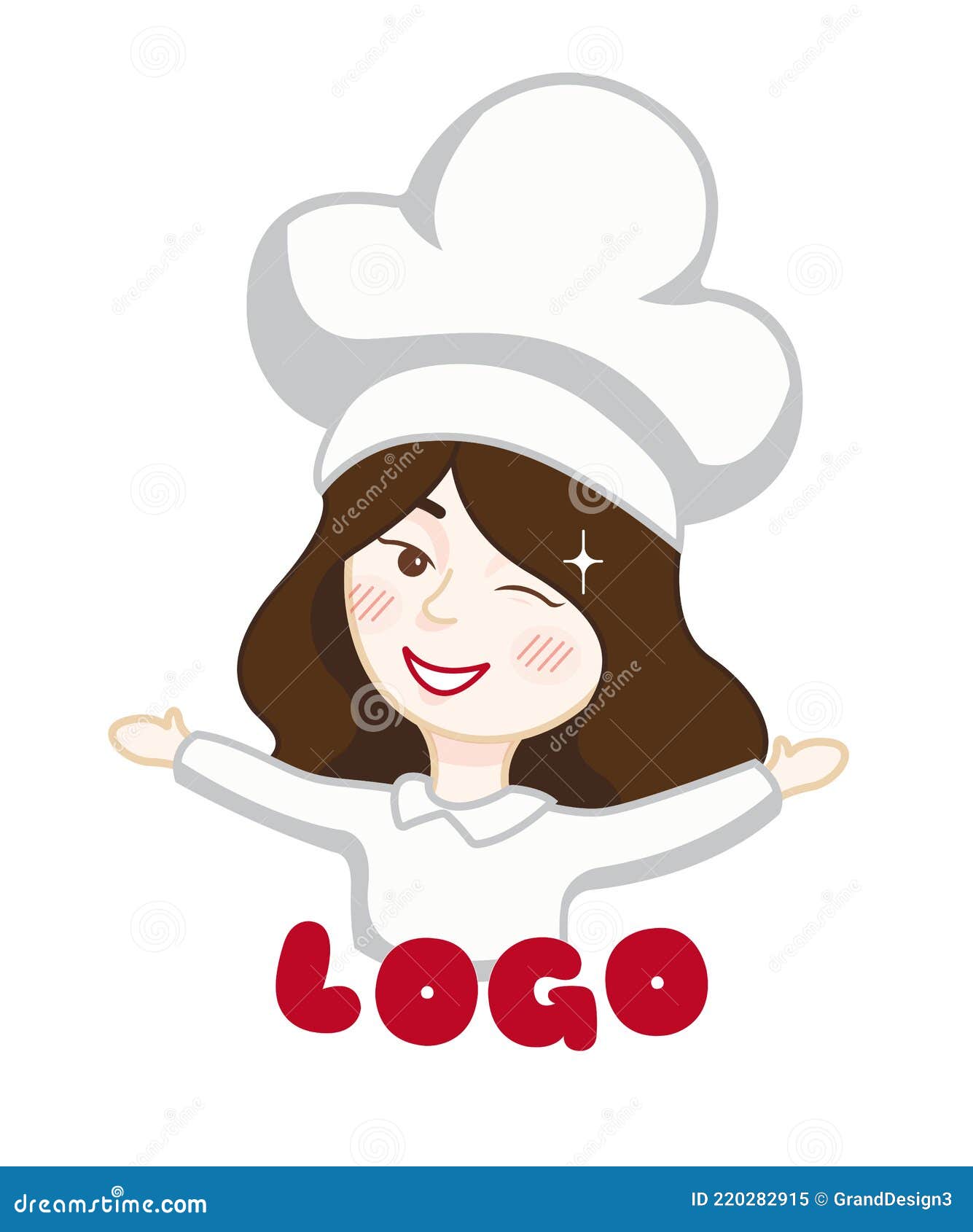 Girl Chef is Smiling. Vector Logo Stock Vector - Illustration of cook ...