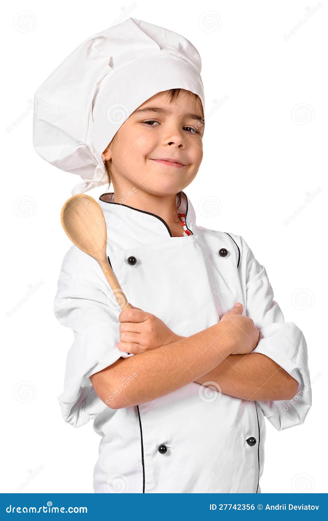Girl Chef with Wooden Spoon Stock Photo - Image of girl, baker: 27742356