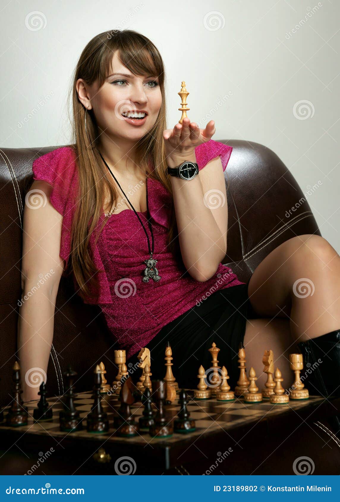 The girl with chess stock photo. Image of lovely, person - 23189802