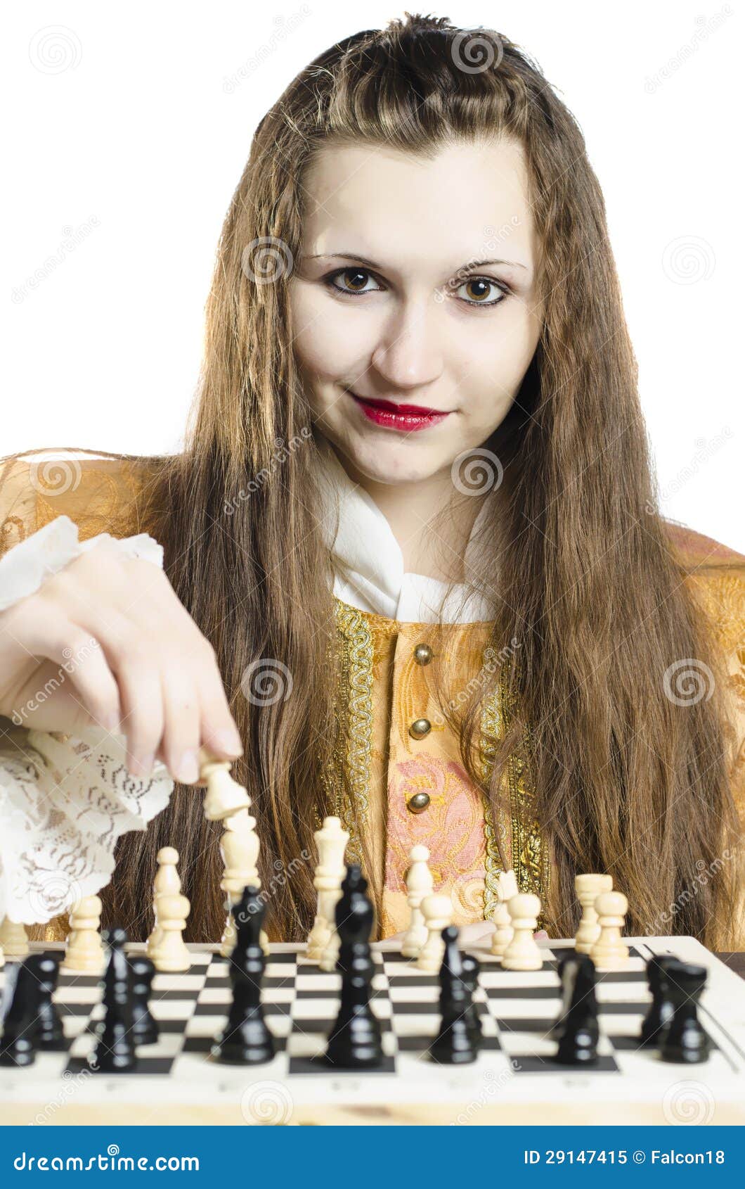 Girl and chess stock image. Image of move, girl, chivalry - 29147415