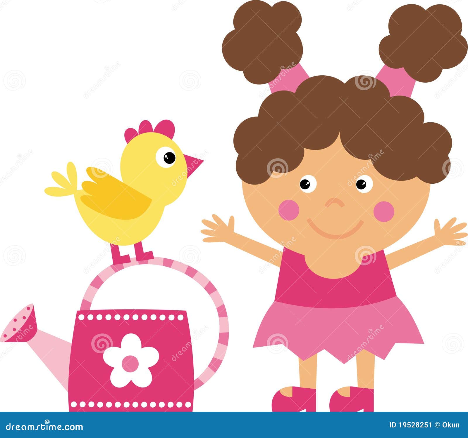 Girl and a chicken stock vector. Illustration of smile - 19528251