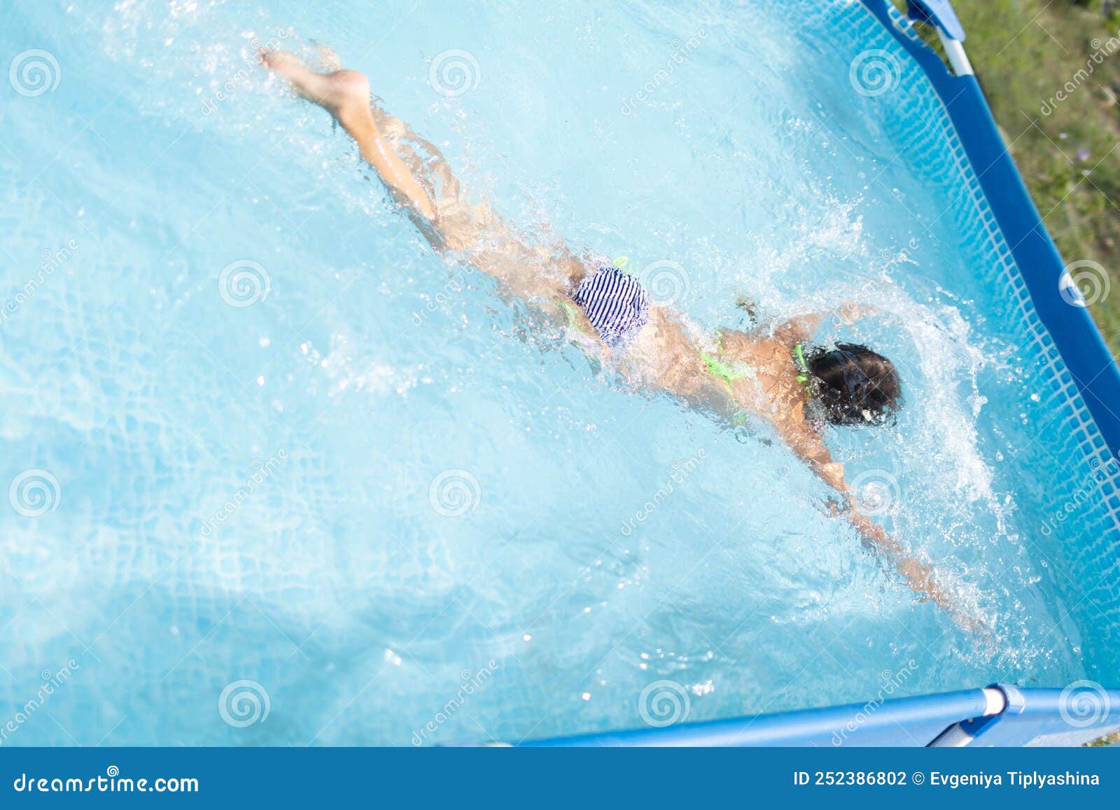 Girl Child Bathes in the Pool Stock Photo - Image of summer, young ...