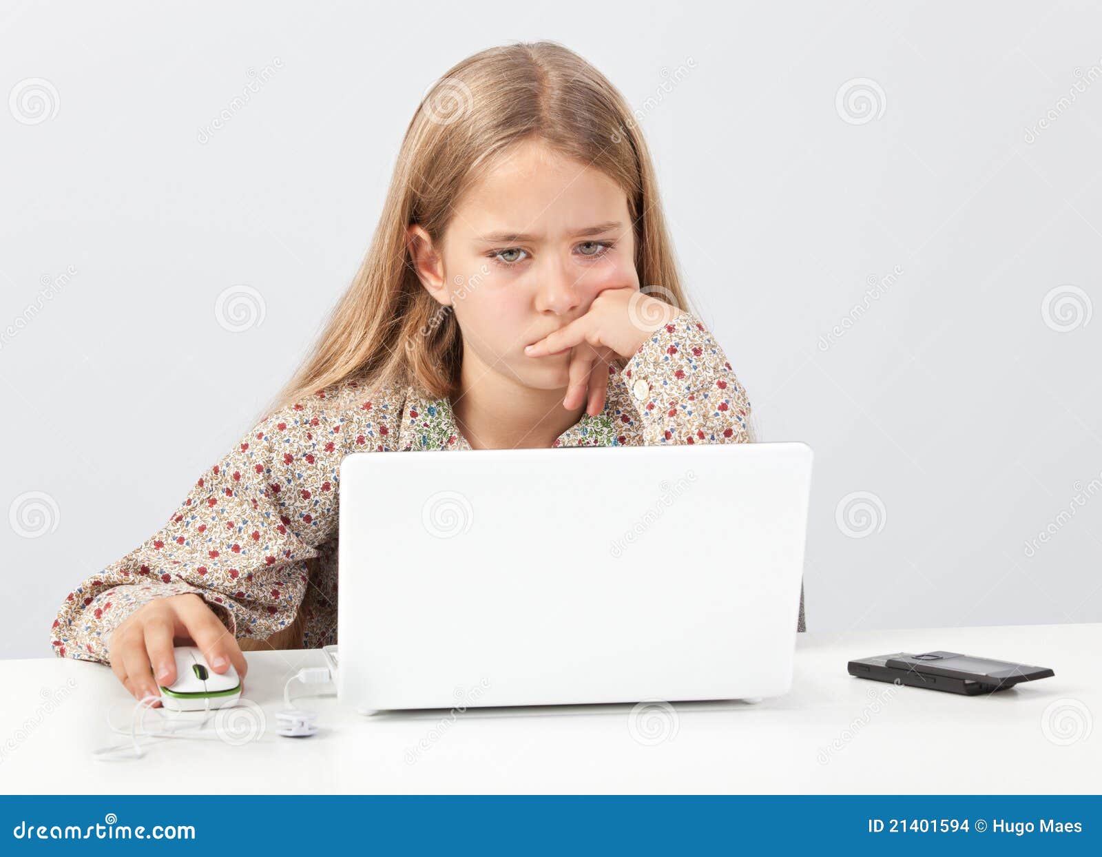 Girl Child Researching Internet Stock Photo - Image of looking, netbook ...