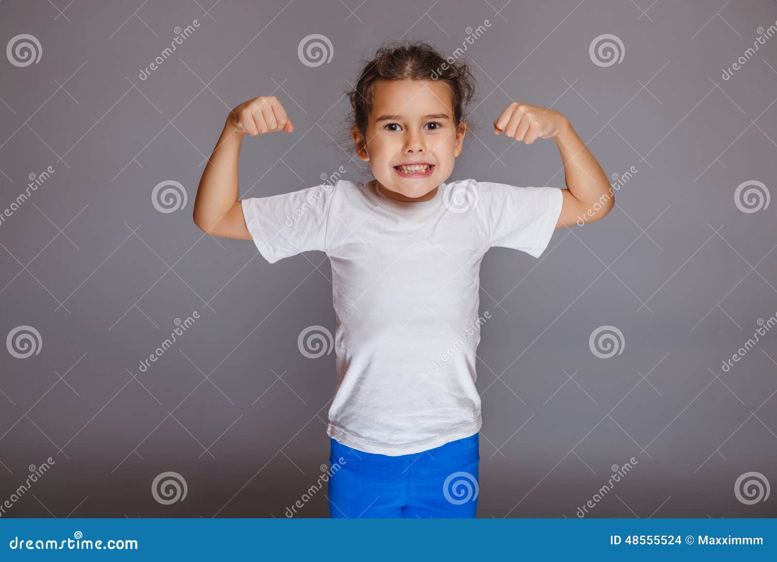 Girl Child Strong Hands Gray Background Stock Photos - Free & Royalty ...
