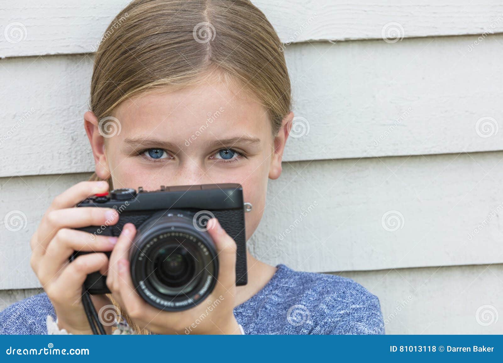 Girl Child Taking Picture with a Camera Stock Photo - Image of child ...