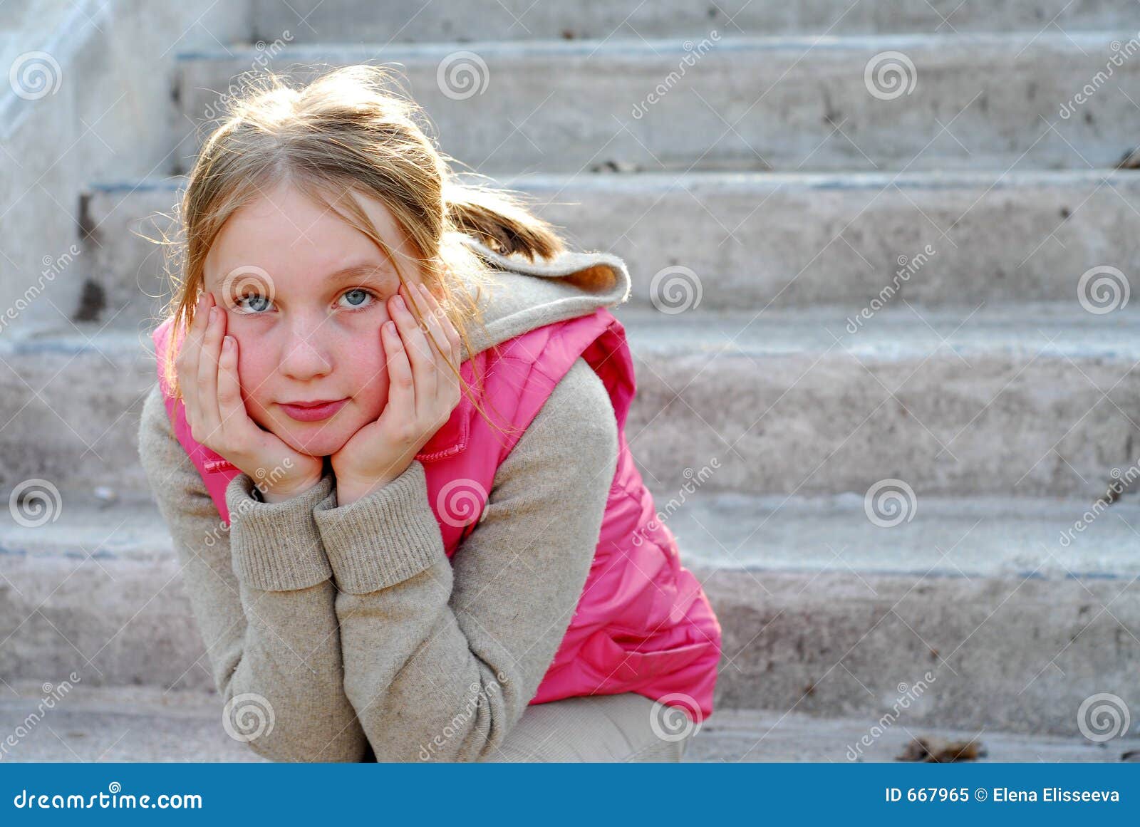 Girl child thinking stock image. Image of outdoors, closeup - 667965