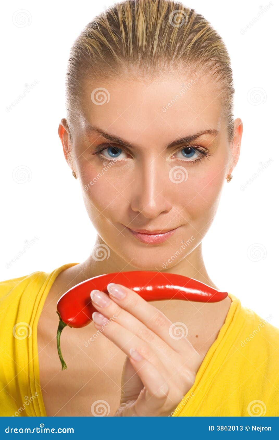 Girl with chili pepper stock image. Image of person, food - 3862013