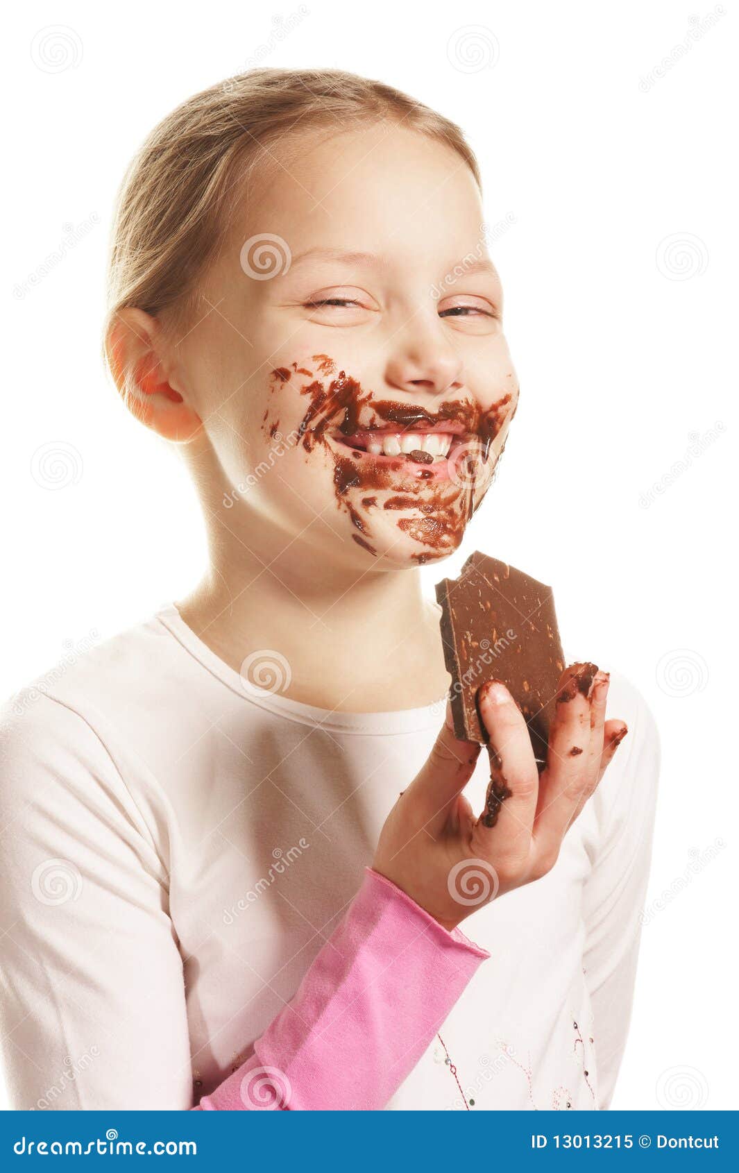 Girl with Chocolate stock image. Image of curiosity, kindergarten ...