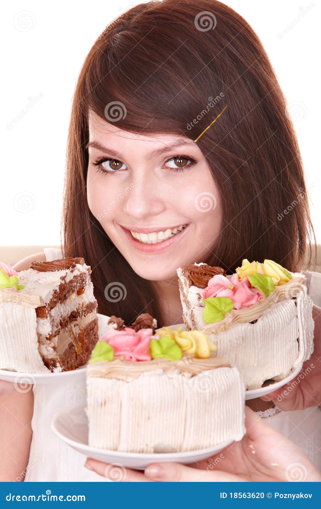 Girl with chocolate cake. stock photo. Image of cooking - 18563620