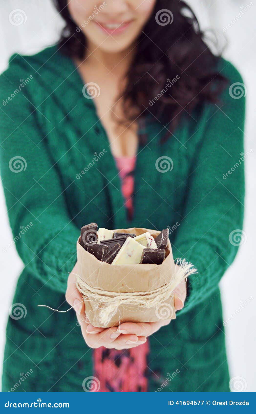 Girl with chocolate stock image. Image of glamour, charming - 41694677