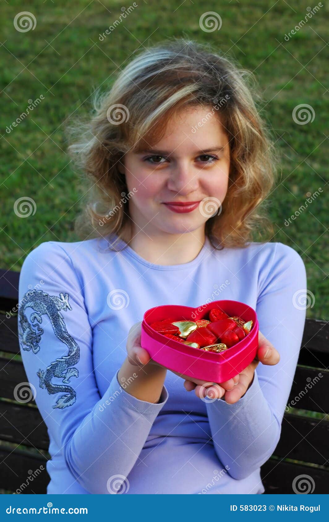 Girl with chocolates box stock image. Image of portraits - 583023