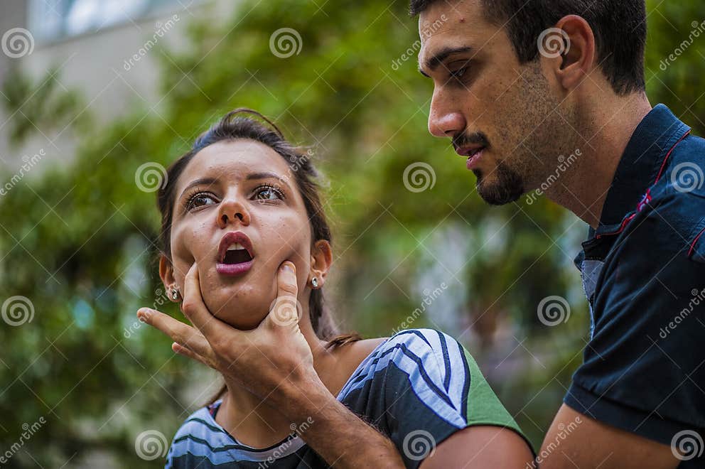 Girl is choking stock image. Image of choking, breath - 78872155