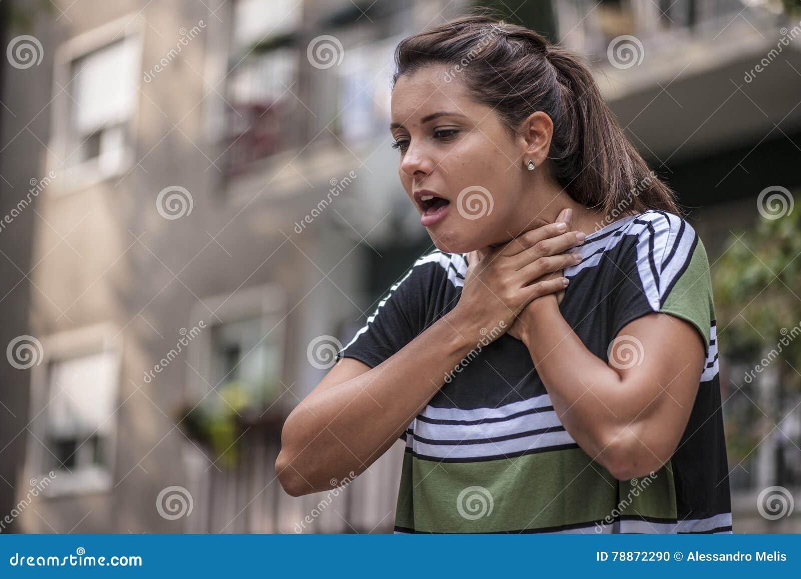 Girl is choking stock photo. Image of desobstruction - 78872290