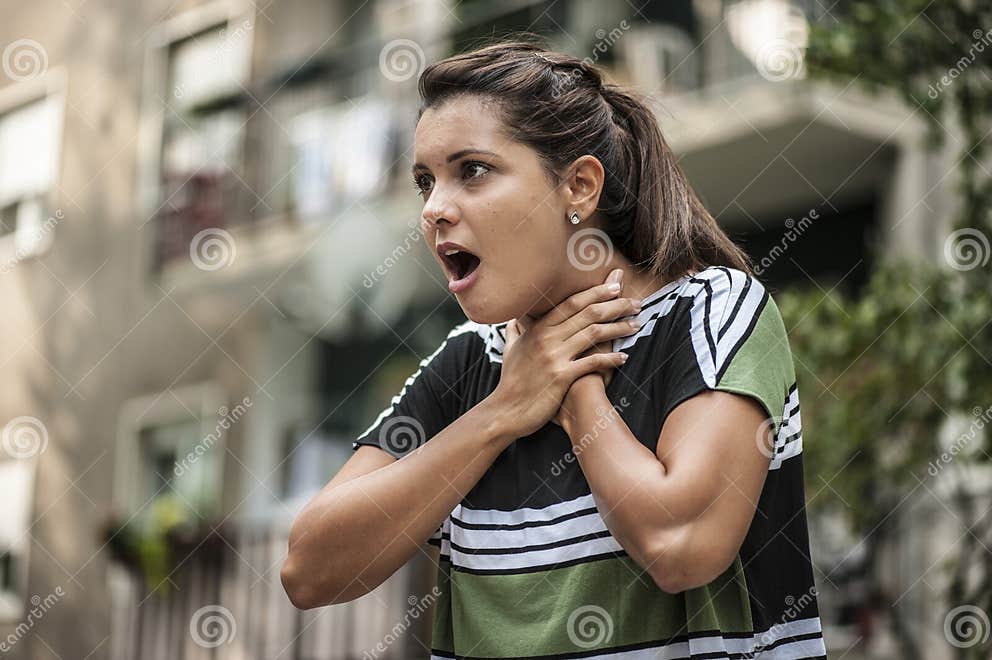 Girl is choking stock image. Image of making, choke, upper - 78872303