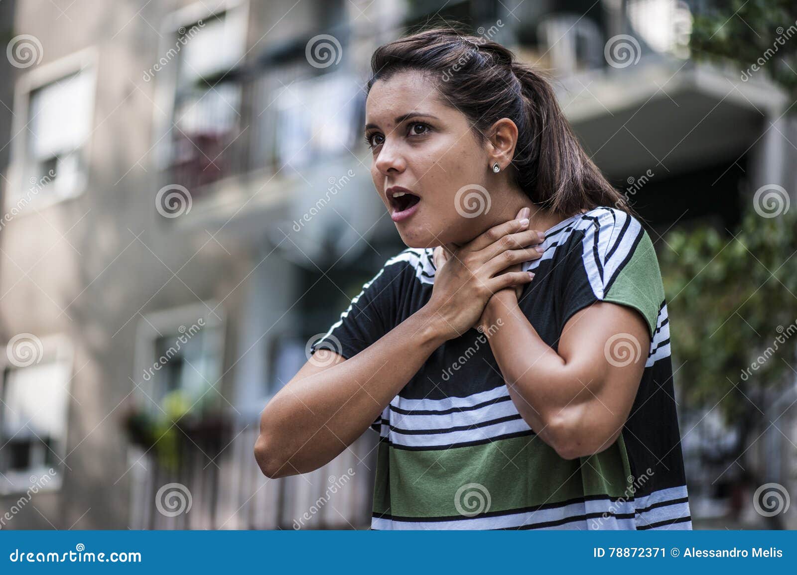 Girl is choking stock image. Image of abdominal, unconscious - 78872371