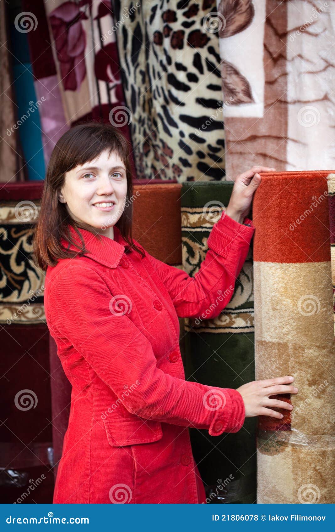 Girl chooses rug stock photo. Image of white, lifestyles - 21806078