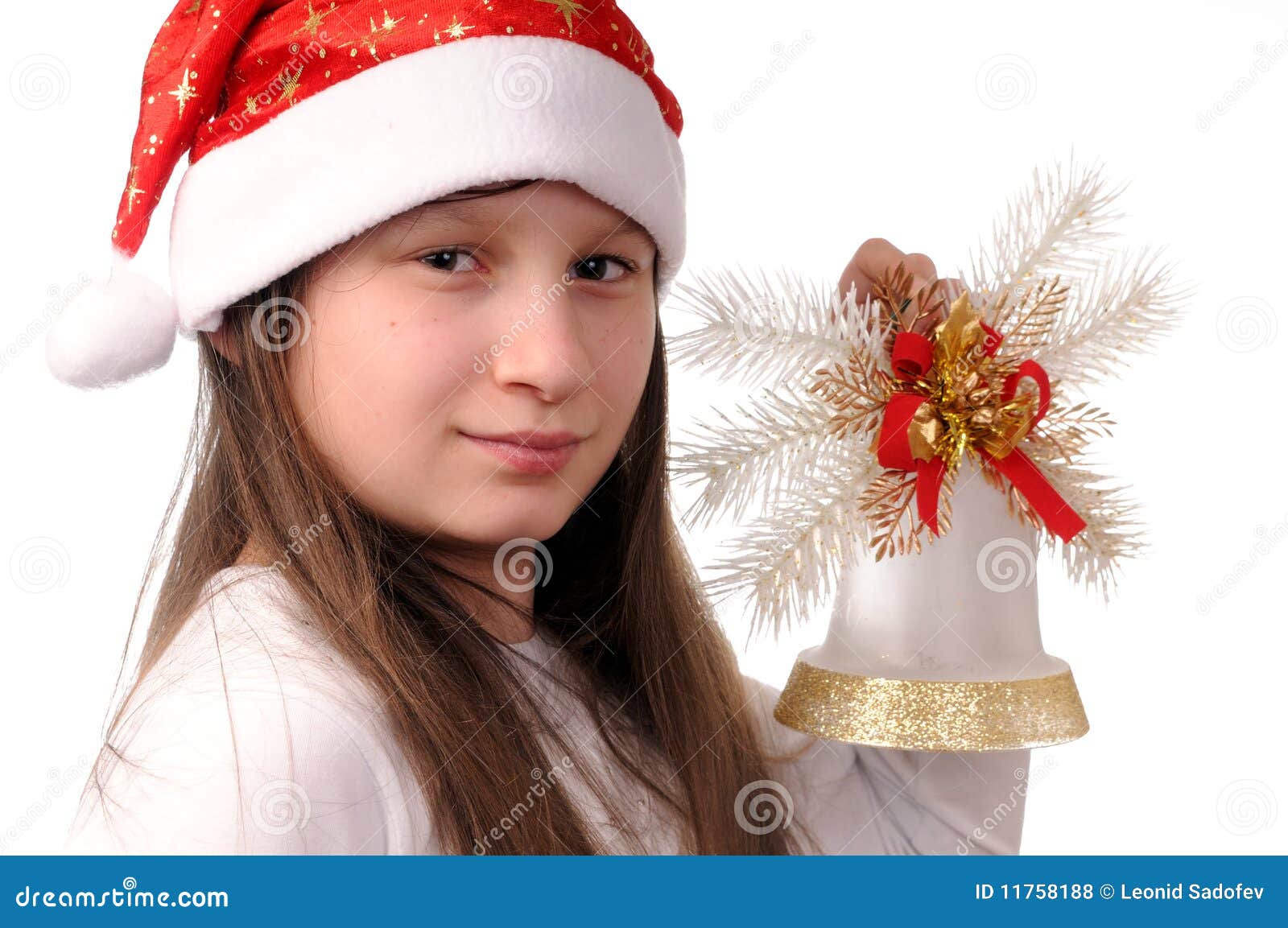 Girl with christmas bell stock photo. Image of bell, girl - 11758188