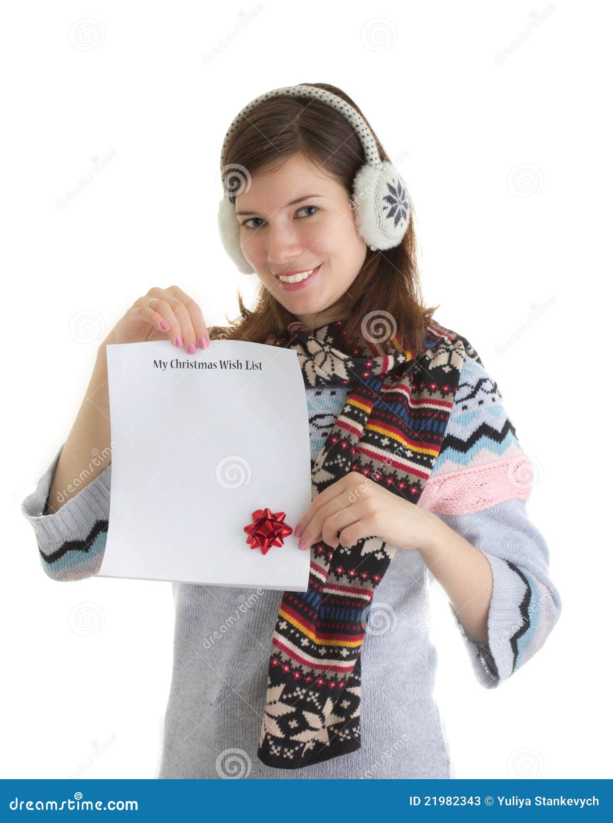 Girl with Christmas Wish List Stock Image - Image of woman, christmas ...