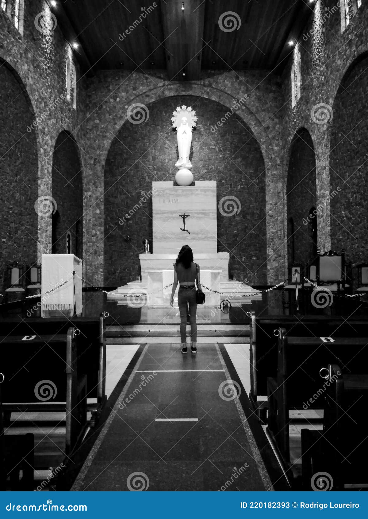 Girl on Church stock image. Image of religious, black - 220182393