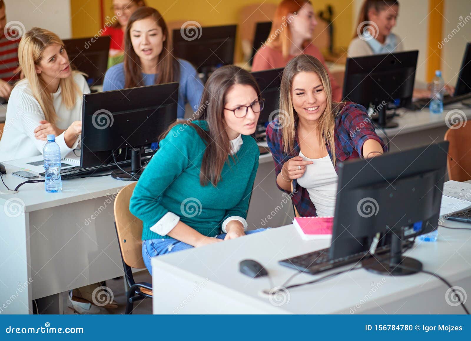 Girl on Class with Computer on University Stock Photo - Image of ...