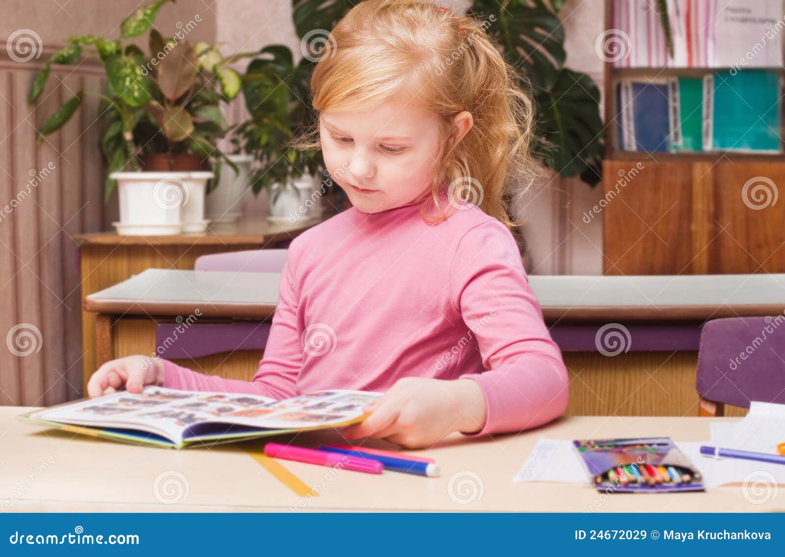 Girl in classroom stock image. Image of schoolgirl, people - 24672029