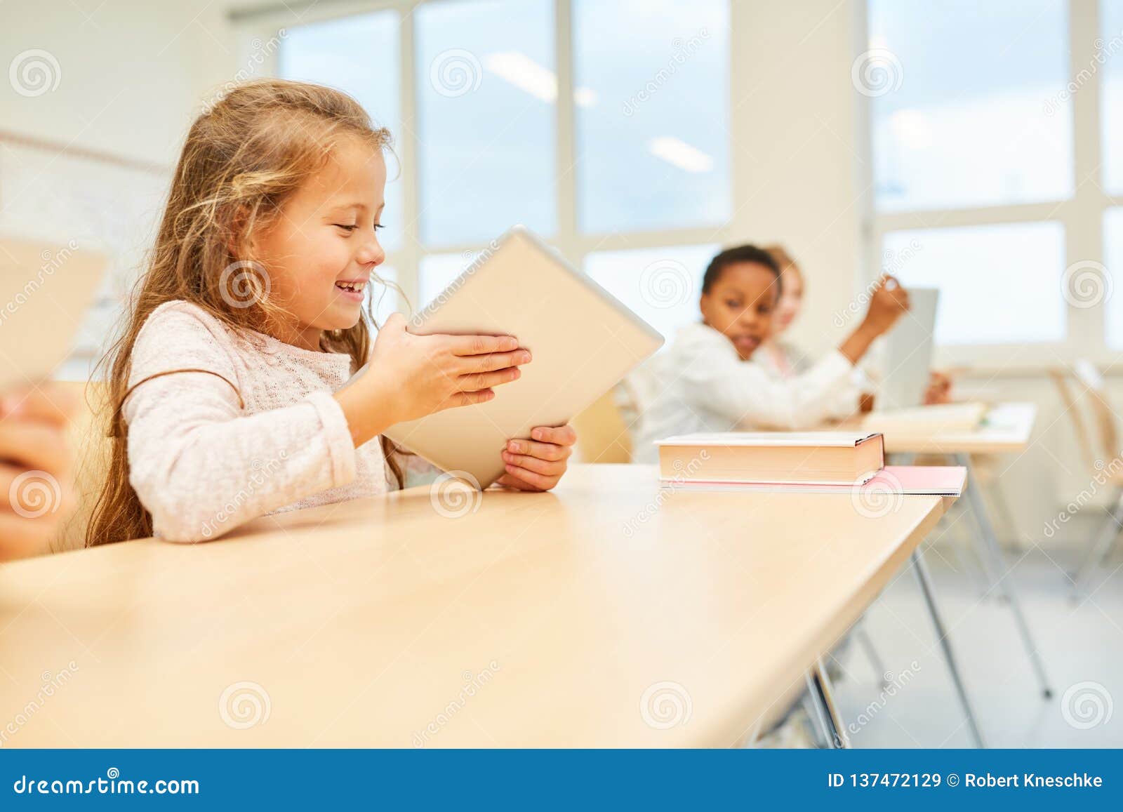 Girl in the Classroom of Elementary School Stock Image - Image of ...