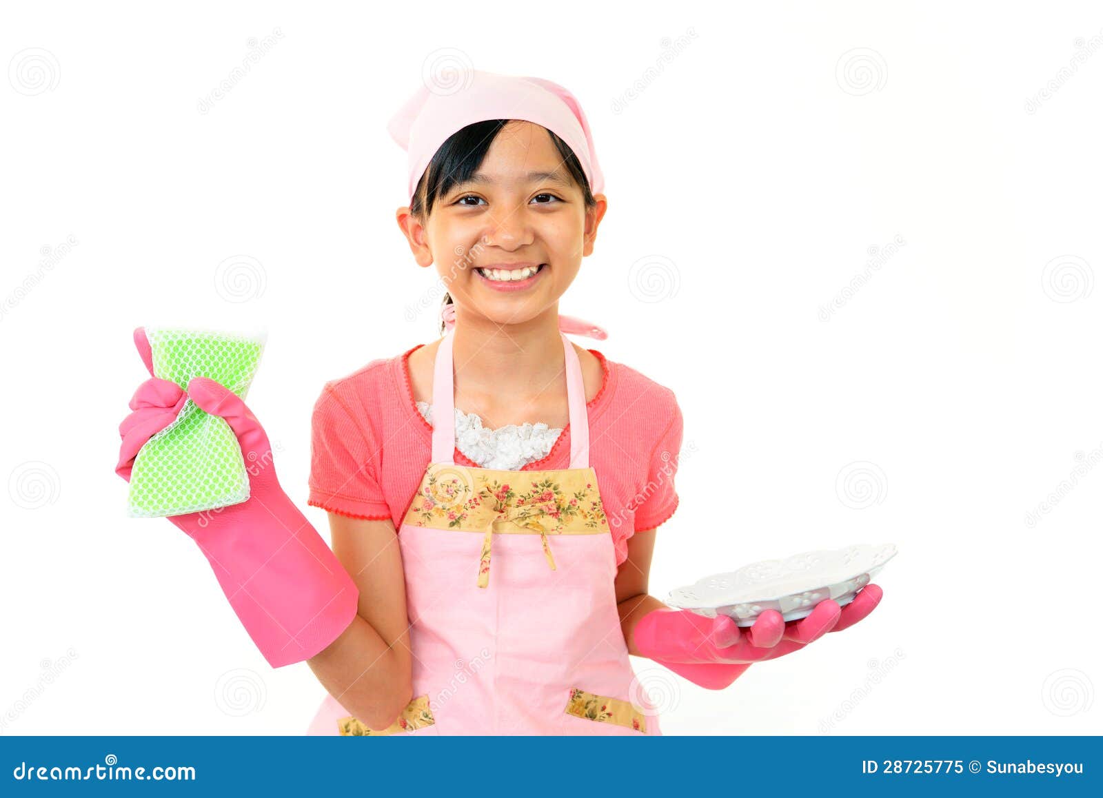 Girl with a cleaning stock image. Image of child, expression - 28725775