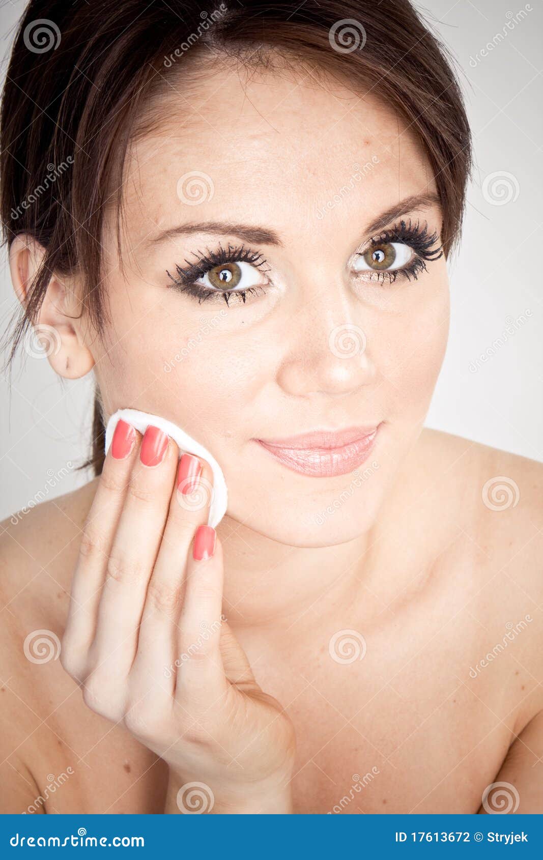 Girl cleaning her face stock photo. Image of lady, female - 17613672
