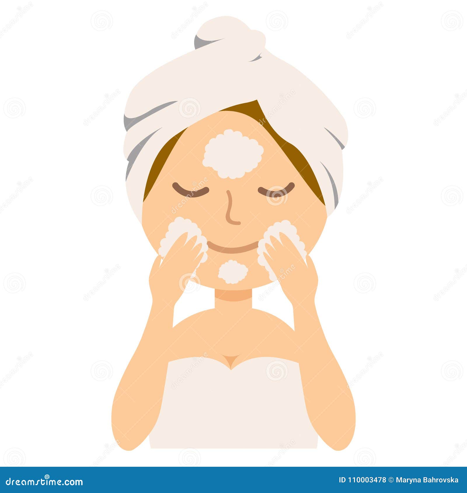 Girl Cleaning Her Face With Foam Woman Caring For Herself Healthy