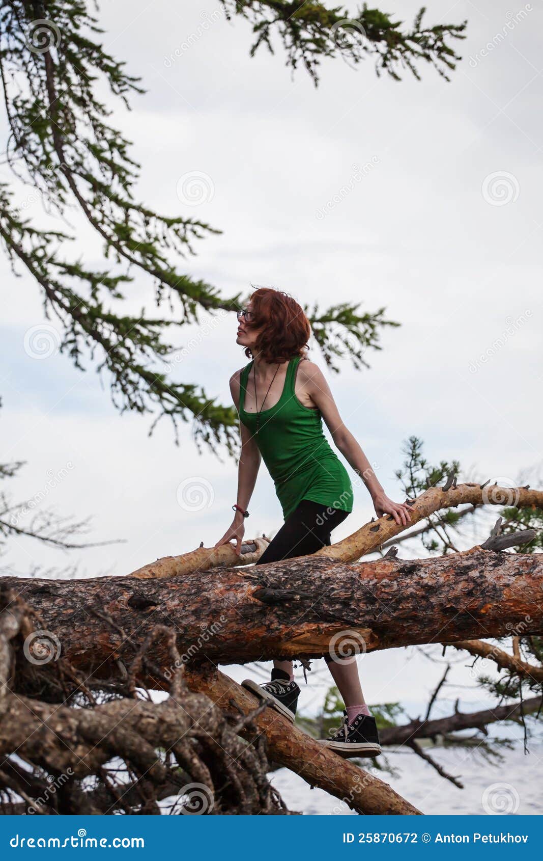Girl Climbing Tree stock photo. Image of stands, climbs - 25870672