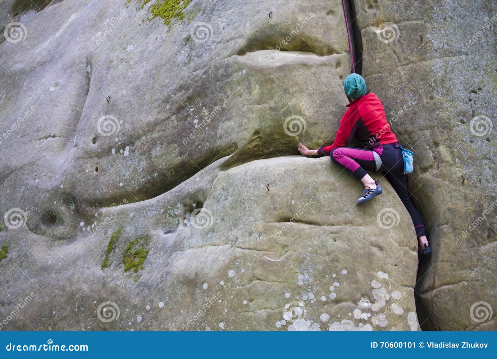 The Girl Climbs on the Rock. Stock Image - Image of fitness, copy: 70600101