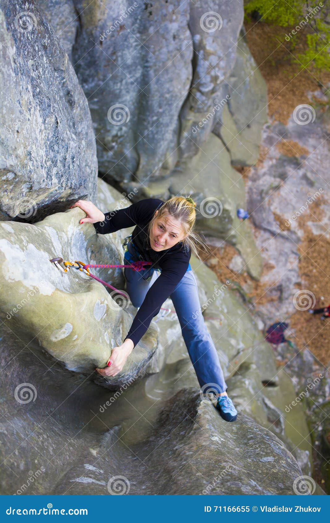 The Girl Climbs on the Rock. Stock Image - Image of activity, climbing ...