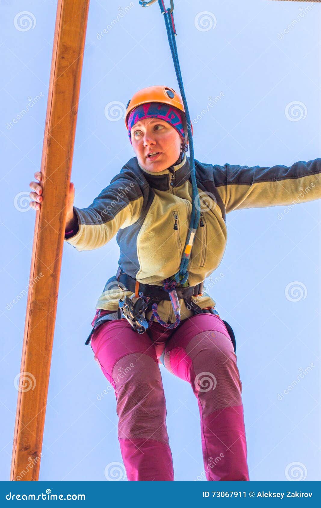 Girl Climbs into Ropes Course Stock Image - Image of ropes, clambering ...