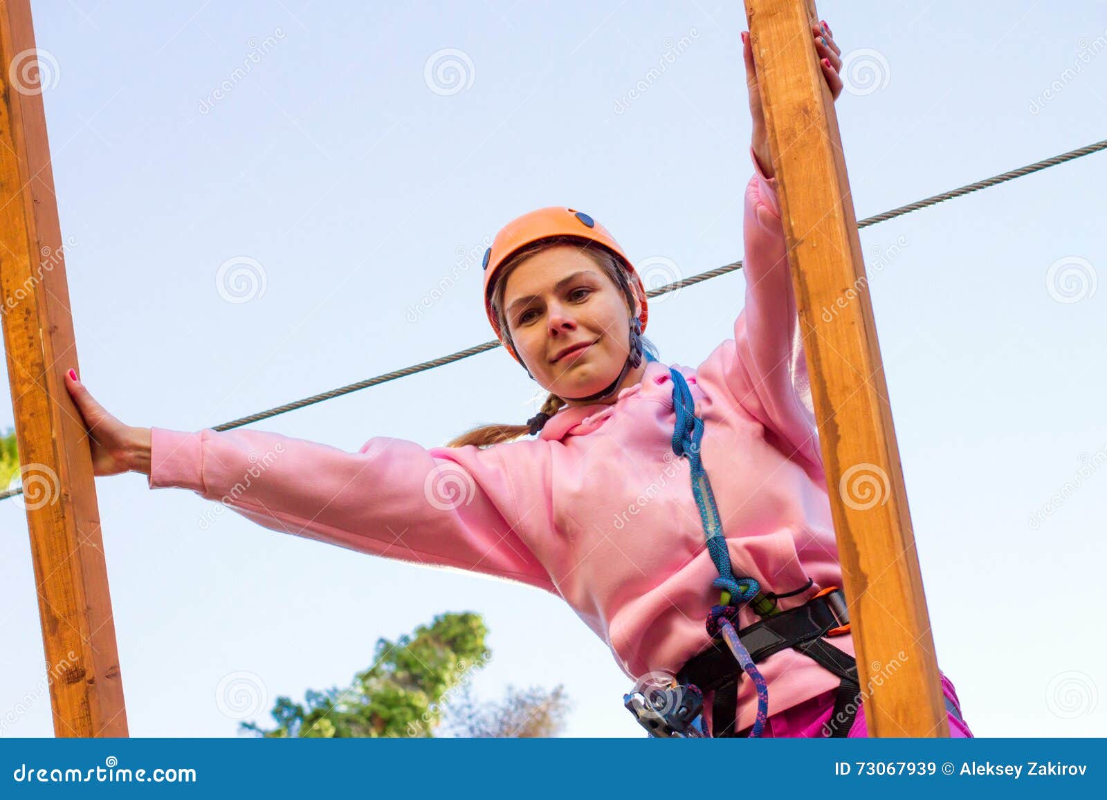 Girl Climbs into Ropes Course Stock Image - Image of equipment, ropes ...