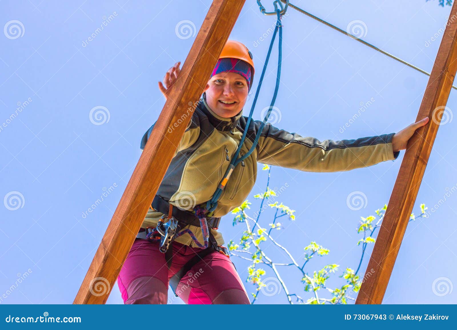 Girl Climbs into Ropes Course Stock Image - Image of girl, leisure ...