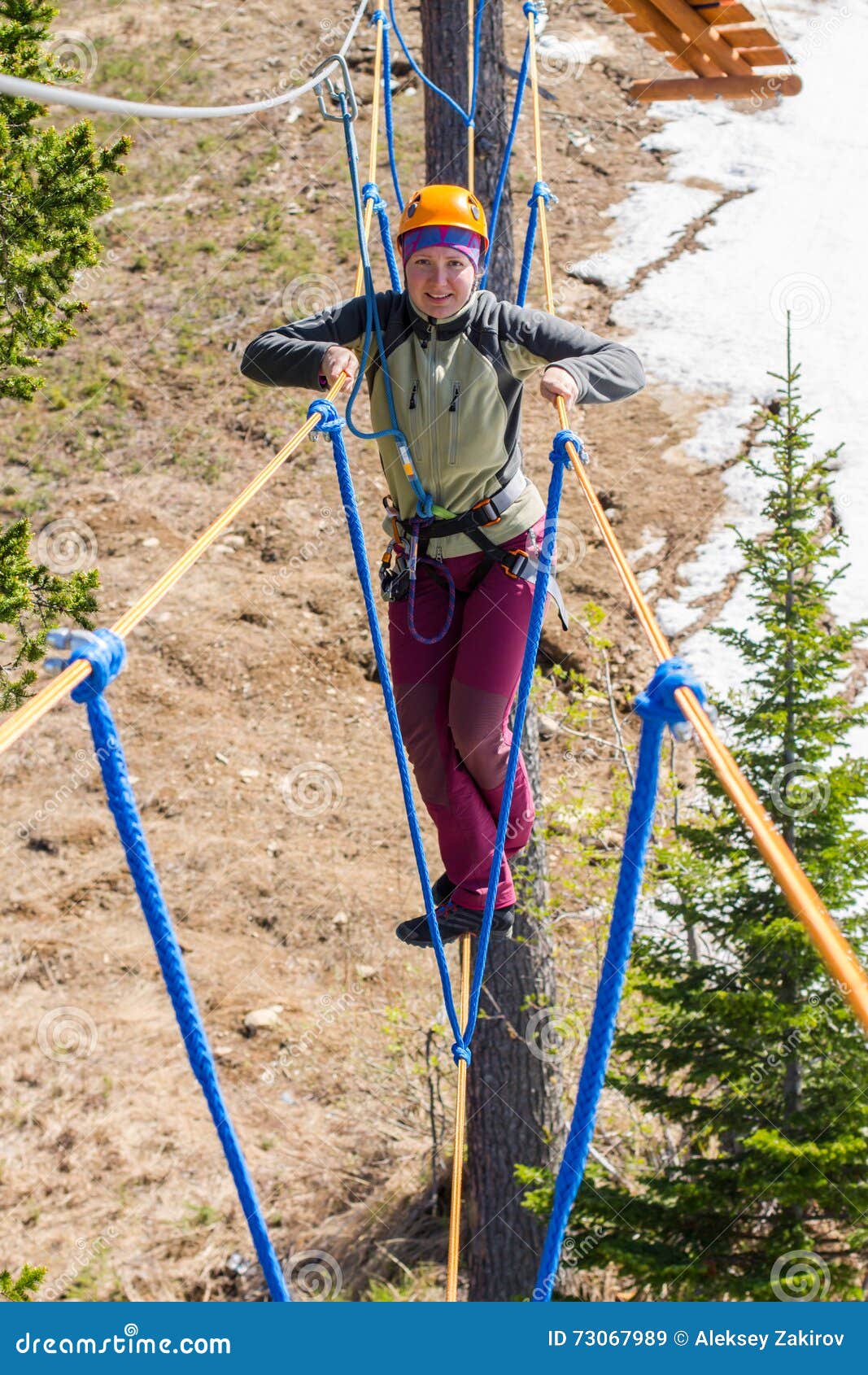 Girl Climbs into Ropes Course Stock Image - Image of climbing, play ...