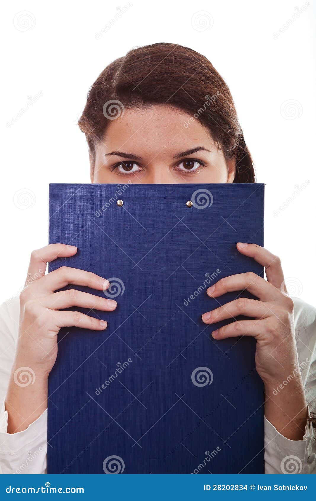Girl with the clipboard stock photo. Image of white, business - 28202834
