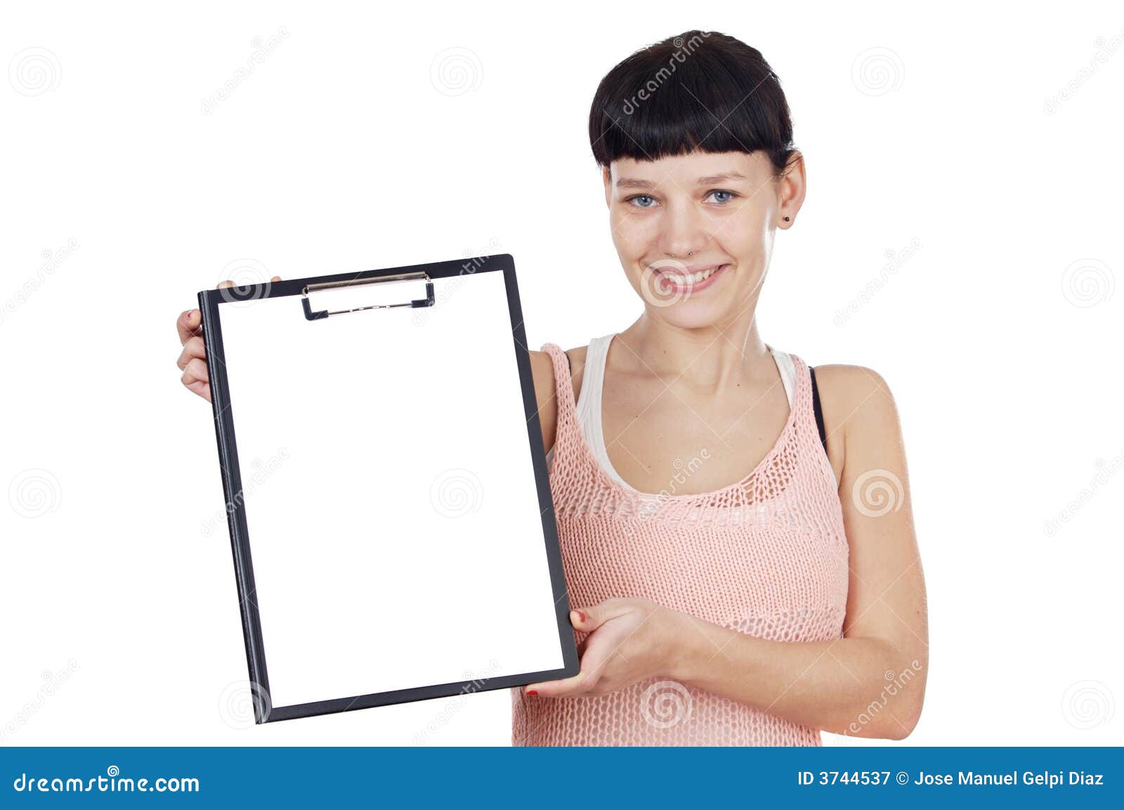Girl with clipboard stock image. Image of information - 3744537